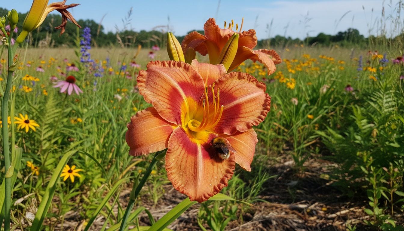 Orange With Red Eye Daylily Midsummer 'Mighty Chestnut' (Hemerocallis ...