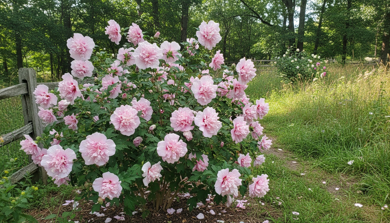 Double Pink Rose Of Sharon 'Collie Mullens' (Hibiscus Syriacus 'Collie ...