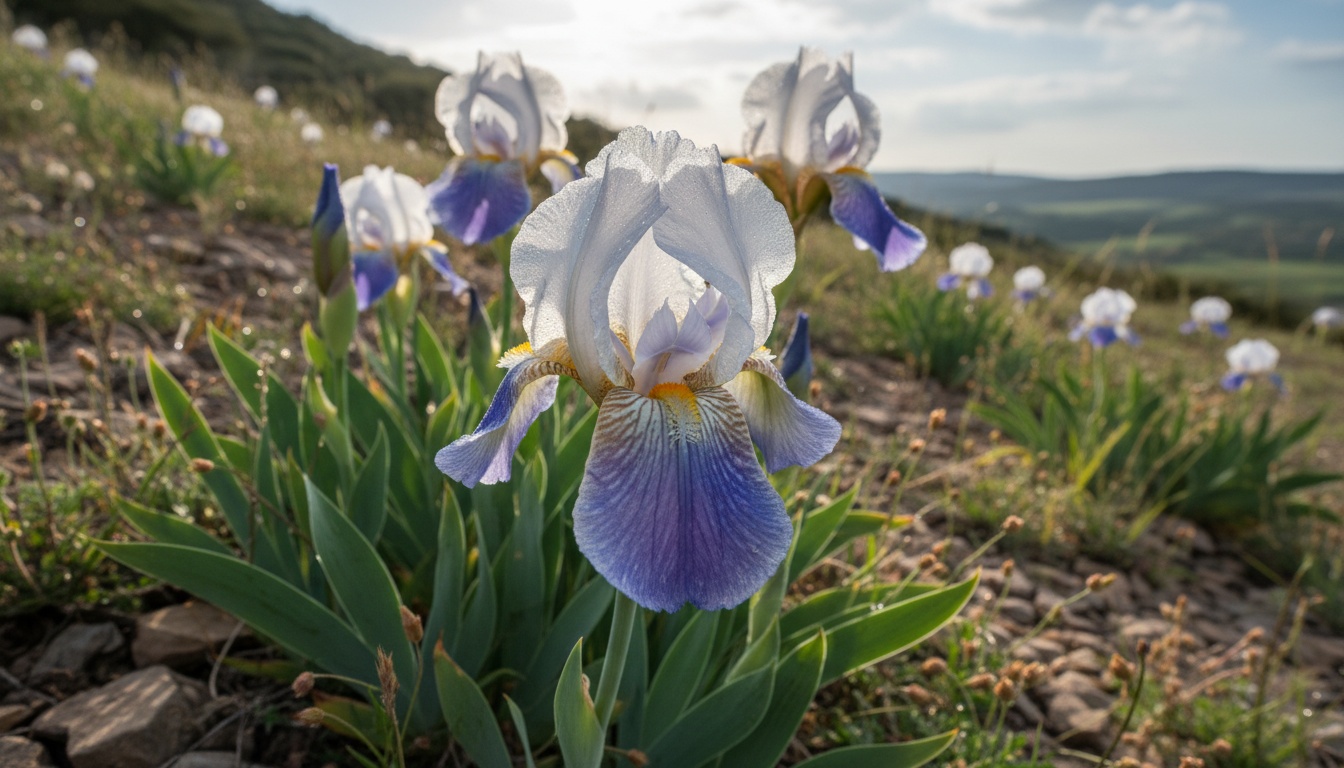 White-Blue Bicolor Bearded Iris 'Wintry Sky' (Iris Germanica 'Wintry ...