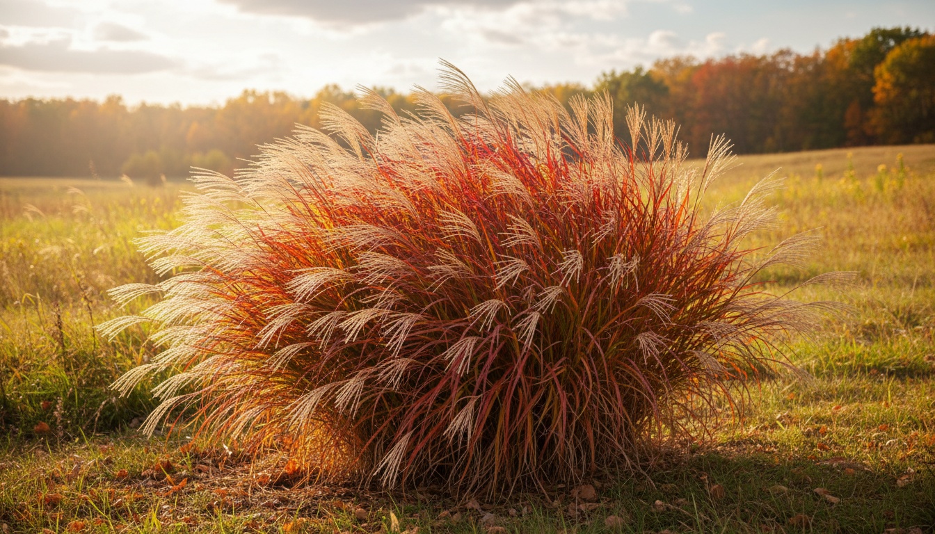 Flame Or Maiden Grass 'Purpurascens' (Miscanthus Sinensis 'Purpurascens ...
