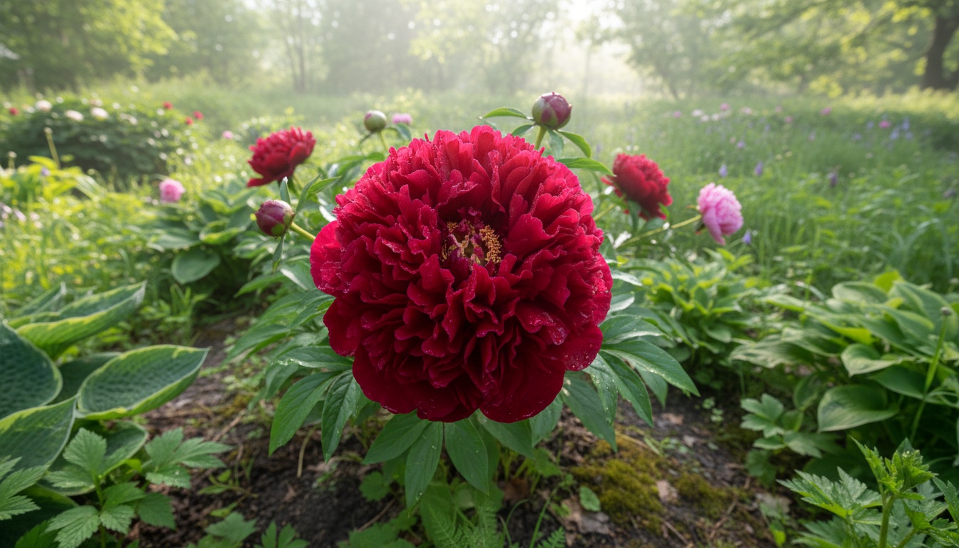 Augustin D'Hour Red Double Peony 'General Mcmahon' (Paeonia Lactiflora ...
